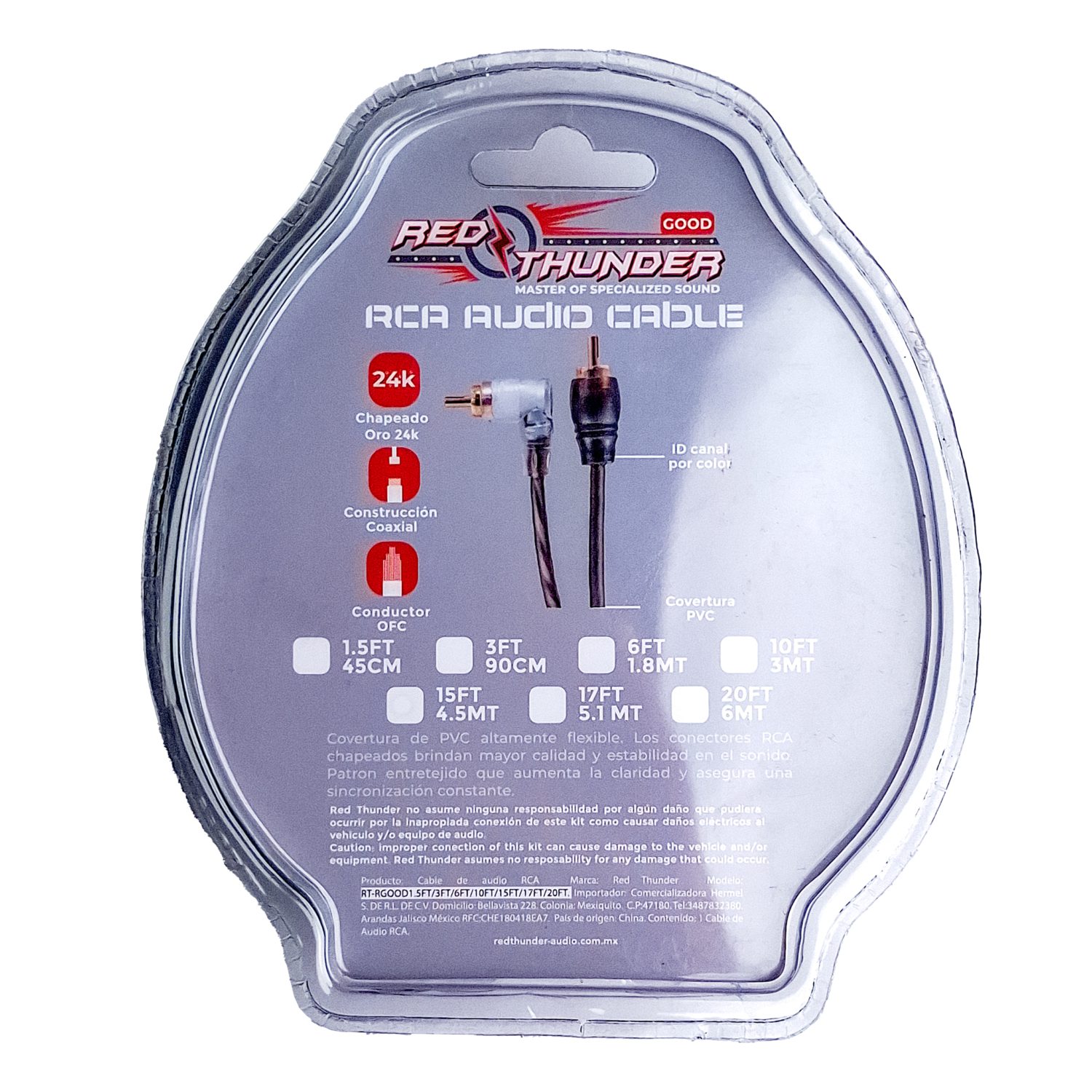 CABLE RCA FLEX – 2 CANALES -100% COBRE – RT-RGOOD – Red Thunder – Audio