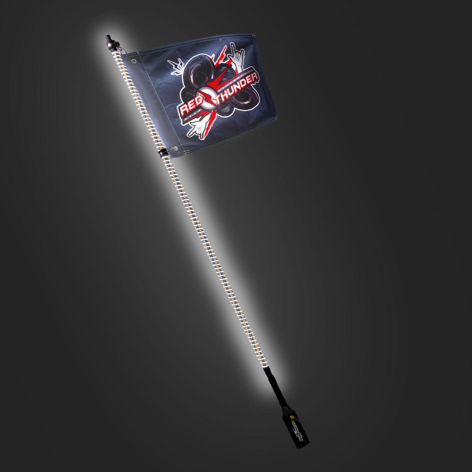 ANTENA BLANCA ULTRA BRILLANTE 120cm con base MAGNETICA (IMAN) y BANDERA ...