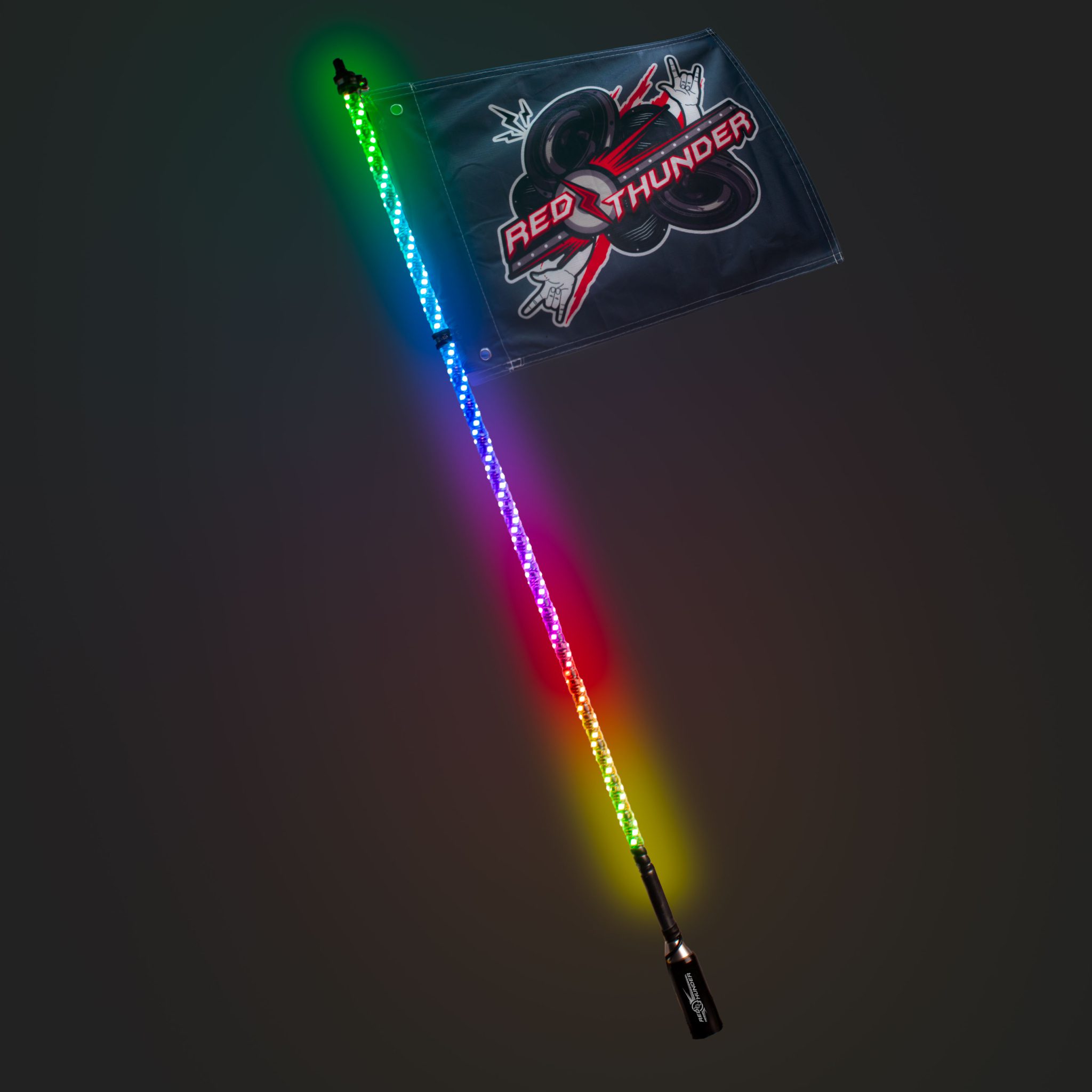 ANTENA DANCE RGB 120cm con base MAGNETICA (IMAN) y BANDERA RED-THUNDER ...